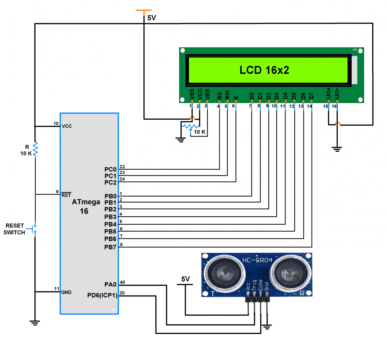 Ultrasonic Module Hc Sr04 Interfacing With Avr Atmega16 Atmega32 Electronicwings
